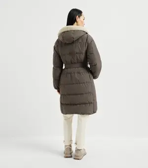 Brunello Cucinelli Down Taffeta Belted Puffer Jacket