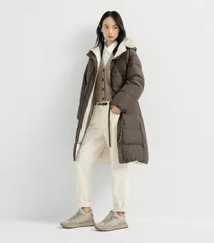 Brunello Cucinelli Down Taffeta Belted Puffer Jacket