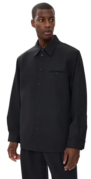 Helmut Lang Tailored Gabardine Shirt Jacket - Black