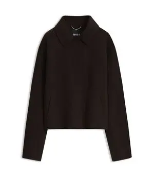 BOSS Melange Wool-blend Coat With A Point Collar - Brown