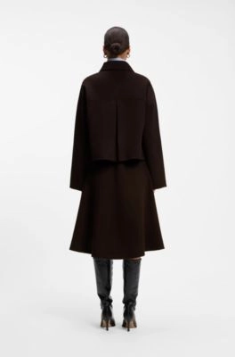 BOSS Melange Wool-blend Coat With A Point Collar
