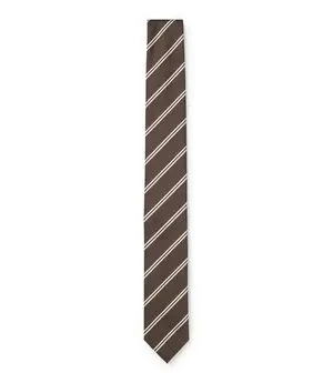Hugo Modern Silk-blend Tie With A Stripe Motif