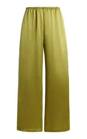 LESET Barb Satin Wide-leg Pants - Green