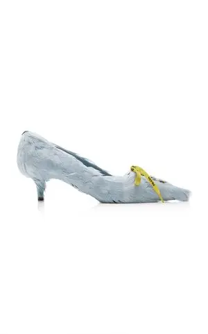 Prada Feathered Satin Pumps - Blue