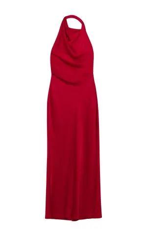 Simkhai Reannon Draped Satin Gown - Red