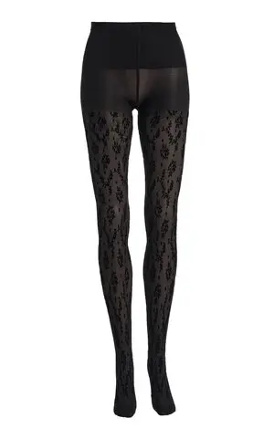 Swedish Stockings Magnolia Flocked Tights - Black