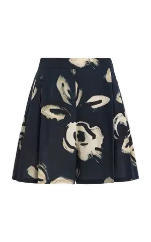 Max Mara Silk Crepe De Chine Shorts - Navy