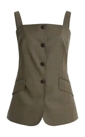 Max Mara Wool Single-breasted Gilet - Green