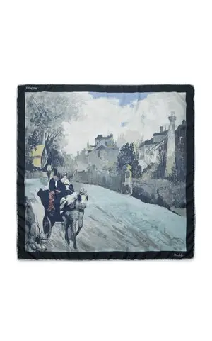 Max Mara Silk Scarf Navy