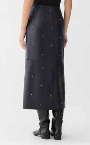 Lafayette 148 New York Studded Leather Column Skirt