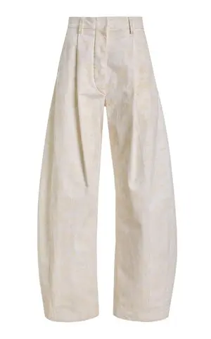 THE LATEST Billie Pleated Cotton-gabardine Barrel-leg Trousers - Ivory