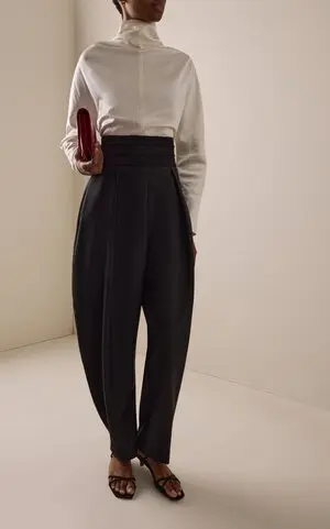 RÓHE Puck Wool-blend Barrel-leg Trousers - Black
