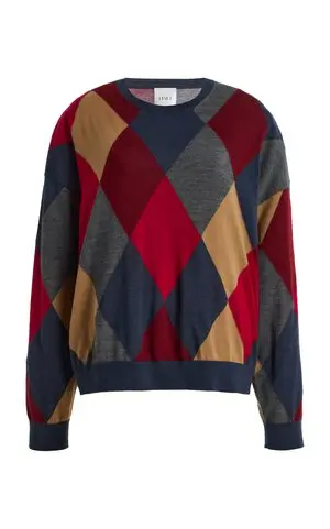 LESET James Oversized Argyle Wool Sweater - Multi