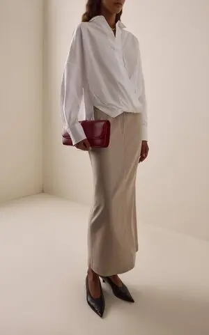 Lafayette 148 New York Organic Cotton Poplin Popover Wrap Shirt
