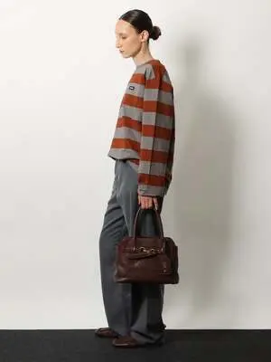 Miu Miu Aventure Leather Handbag With Embossed Lettering Logo - Multicolor