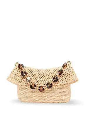 Loewe Crochet Raffia Medium Bag With Chain And Top Handle