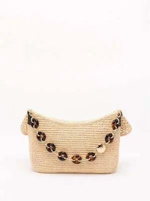 Loewe Crochet Raffia Medium Bag With Chain And Top Handle