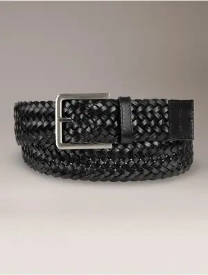 Calvin Klein Leather Braided Belt - Black