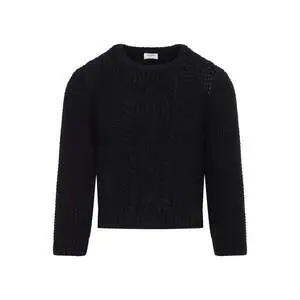 Saint Laurent Wool Cable Knit Sweater - Black