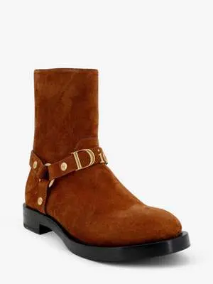 Dior Suede Boots With Metal Lettering Logo - Multicolor