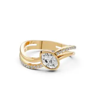 AYA FINE JEWELRY Cypress Oval Cut Lab Created Diamond Crossover Ring In Gold