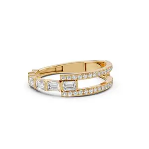 AYA FINE JEWELRY Rune Emerald Cut & Round Lab Created Diamond Layered Channel Ring In Gold - Yellow