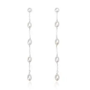 KIRI & BELLE Emilie Long Pearl Sterling Earrings - Silver