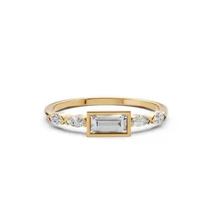 AYA FINE JEWELRY Ezra Baguette And Marquise Cut Lab Grown Diamond Bezel Ring - Yellow