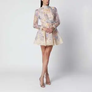 Zimmermann Valiant Hydrangea Linen And Silk Mini Dress