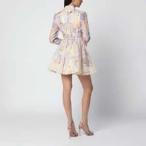 Zimmermann Valiant Hydrangea Linen And Silk Mini Dress