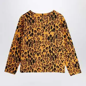 MINI RODINI Leopard Print Long-sleeve Lyocell T-shirt