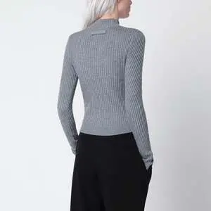 Victoria Beckham Georgia Marl Ribbed Merino Wool Sweater