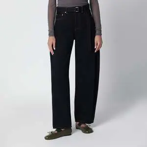 Sacai High-waisted Navy Cotton Barrel Jeans