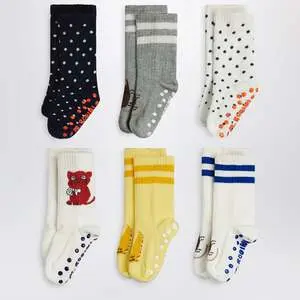 MINI RODINI Non-slip Cat Socks In Organic Cotton - Multicolor