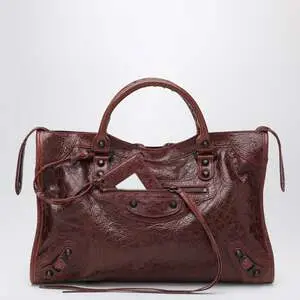 Balenciaga Medium Le City Handbag In Merlot Leather