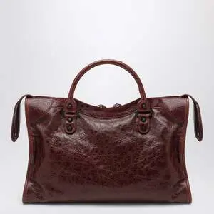Balenciaga Medium Le City Handbag In Merlot Leather