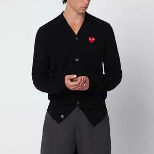 Play Comme Des Garcon Wool Cardigan - Black