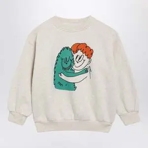 BOBO CHOSES Hug Hairy Monster Sweatshirt In Cotton - Beige