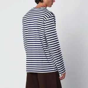 Play Comme Des Garcon Navy Striped Long-sleeve Cotton T-shirt