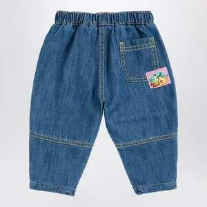BOBO CHOSES Taxi Saurus Tag Organic Cotton Denim Trousers - Blue