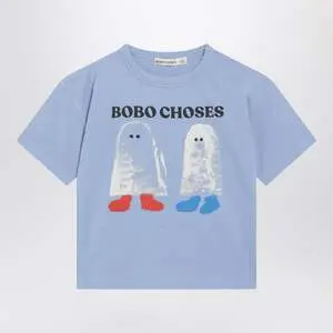 BOBO CHOSES Booty Ghosts Short-sleeved T-shirt In Cotton - Light Blue