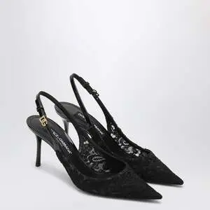 Dolce & Gabbana Cardinal Red Lace And Patent Slingback Shoes