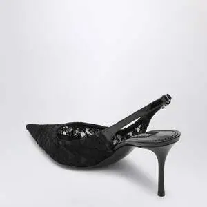 Dolce & Gabbana Cardinal Red Lace And Patent Slingback Shoes