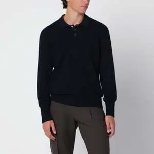 DRUMOHR Navy Wool Polo Shirt - Blue