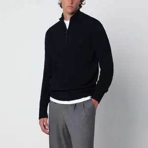 DRUMOHR Navy Wool Half-zip Jumper