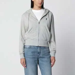 AMI Paris Light De Coeur Zip-up Sweatshirt In Cotton