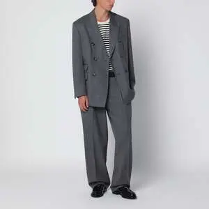 AMI Paris Double-breasted Carbon Virgin Wool Blazer