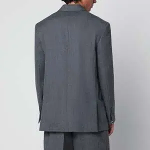 AMI Paris Double-breasted Carbon Virgin Wool Blazer