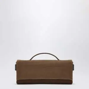 Brunello Cucinelli Essence Caramel Suede Clutch Bag