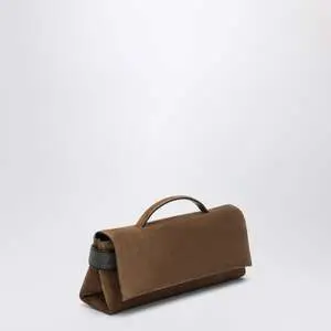 Brunello Cucinelli Essence Caramel Suede Clutch Bag